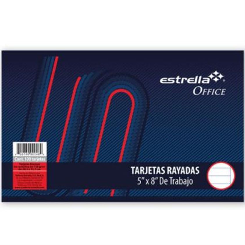 Tarjetas de Trabajo Estrella 5"x8"(20.3x12.7cm) Rayada c/100 Hojas ...